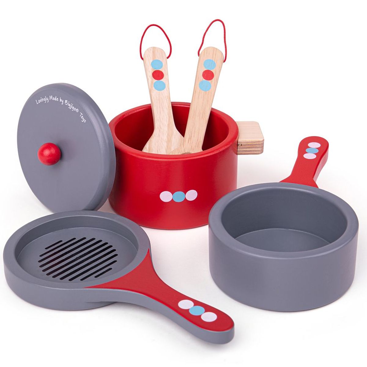 Bigjigs Toys Leseni komplet posode s pikami - banaby.si