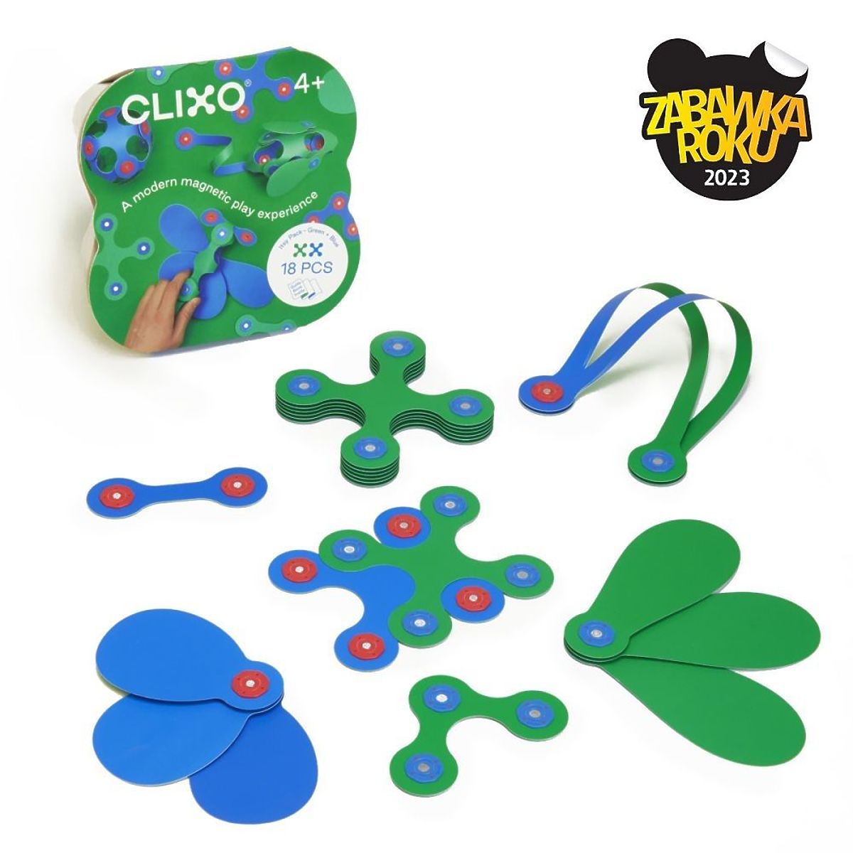 Magnetna sestavljanka Clixo Itsy, Zelena-Modra - banaby.si